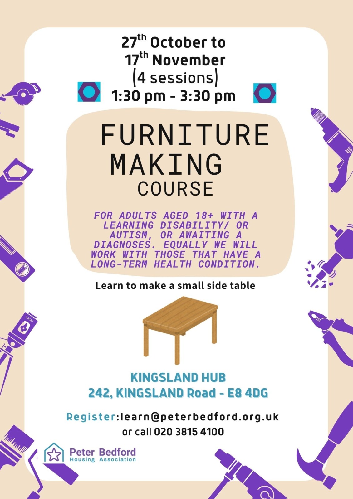 Furniture making for beginners (week 3) - Peter Bedford Housing Association